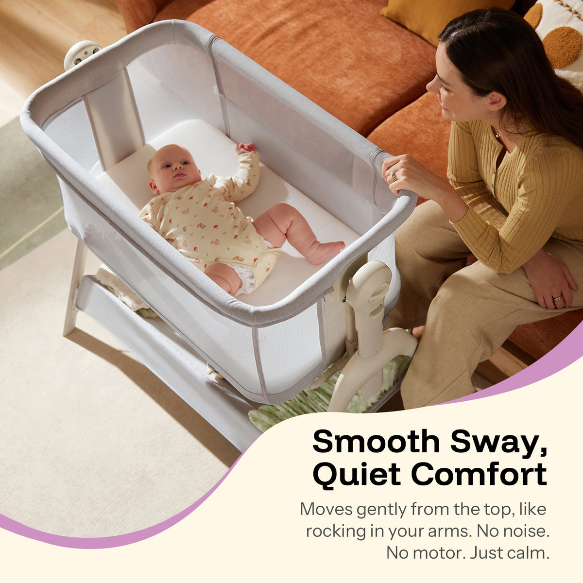 HARPPA Cuddly Sway | 3-in-1 Rocking Baby Bassinet & Bedside Sleeper ...