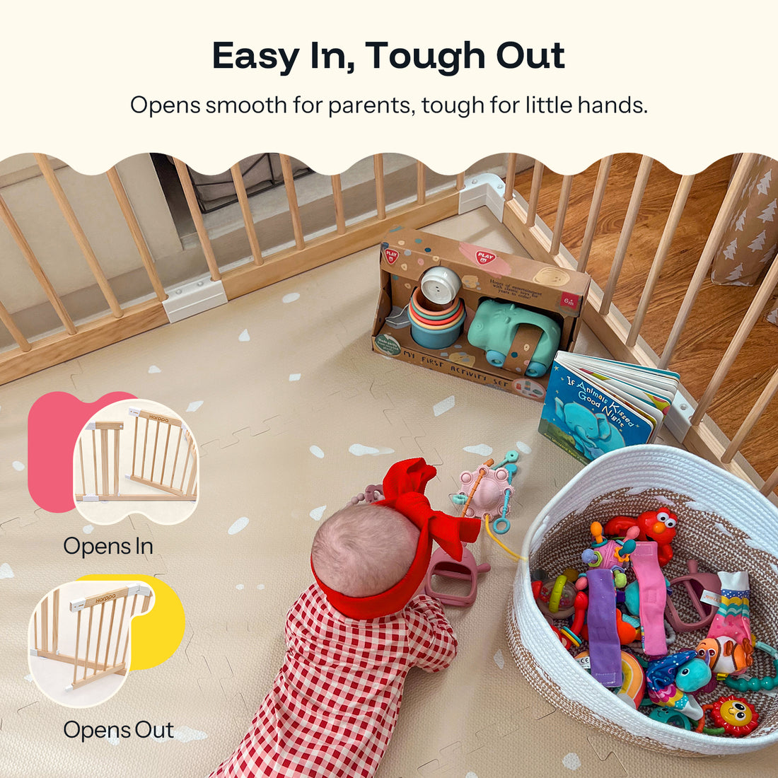 HARPPA Wooden Baby Gate Playpen | Non-Toxic Foldable DIY Adjustable ...