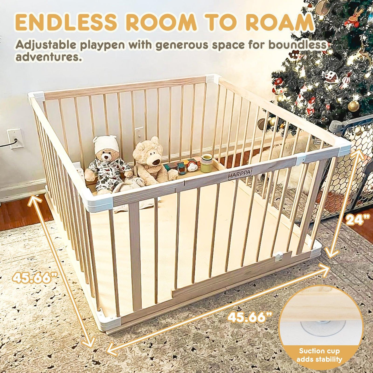 HARPPA Baby Gate Playpen, DIY Foldable Wooden Play Gate, Non-Toxic ...