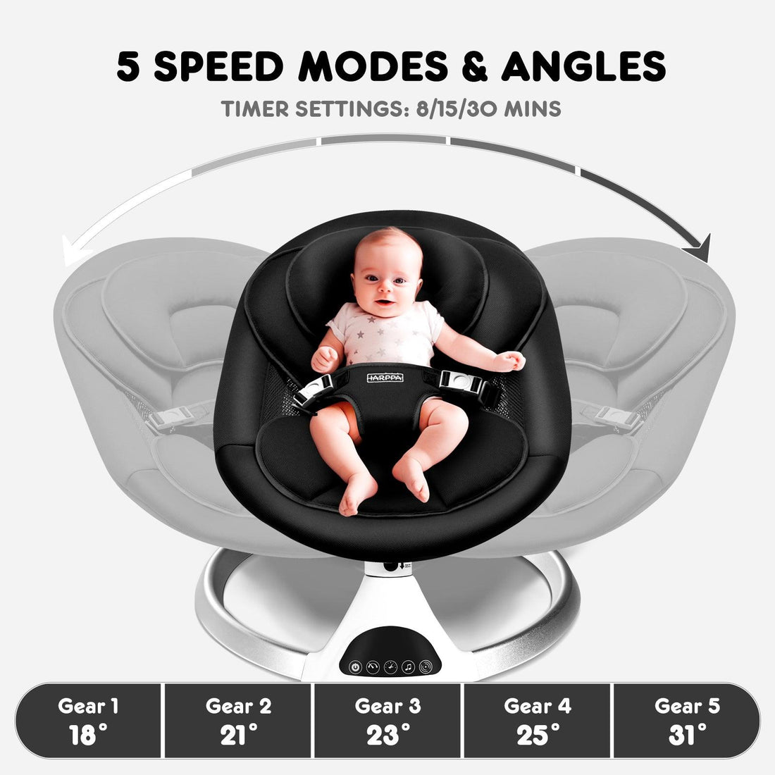 HARPPA Weddell Electric Baby Swing & Bouncer | Portable Infant Swing ...