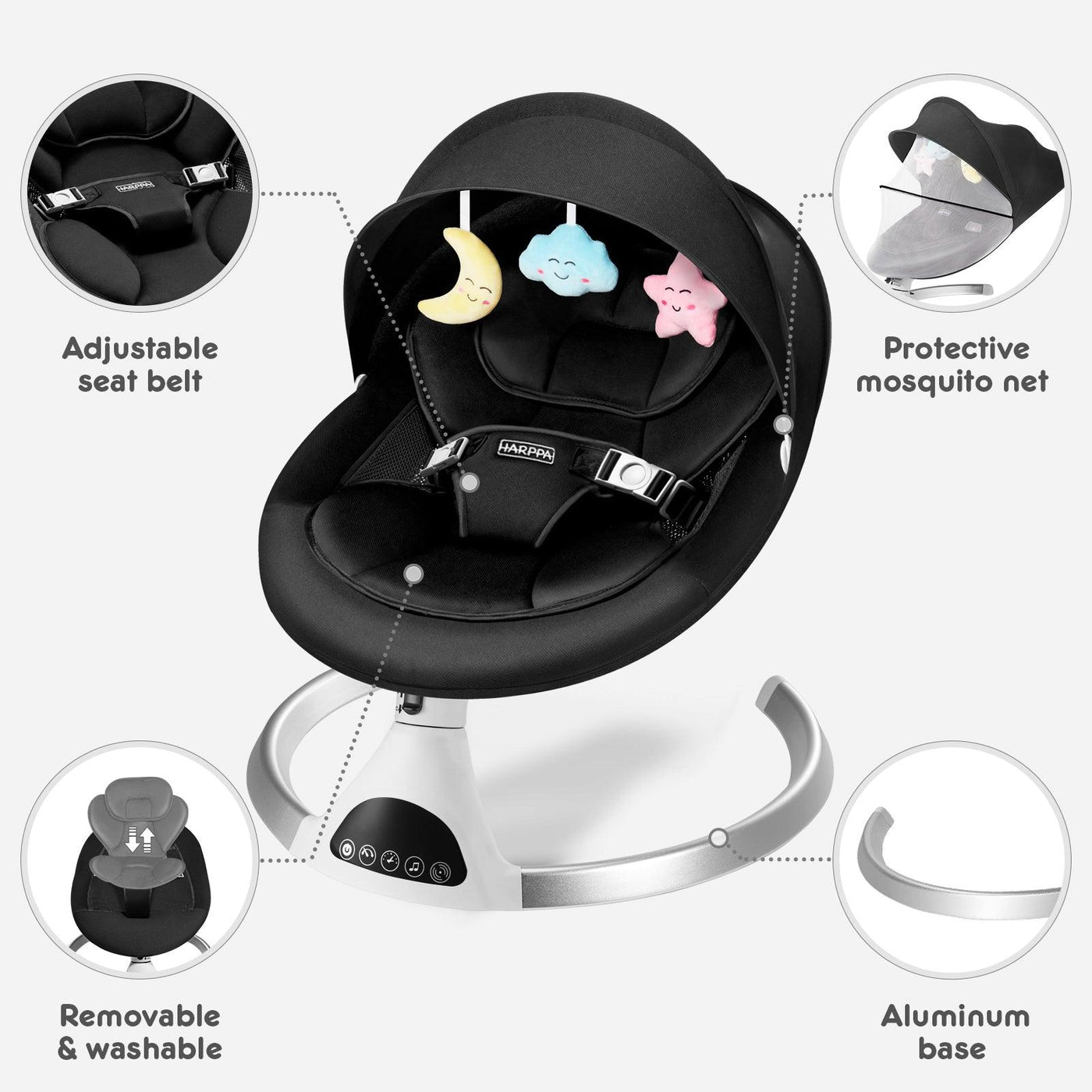 HARPPA Weddell Electric Baby Swing & Bouncer | Portable Infant Swing ...