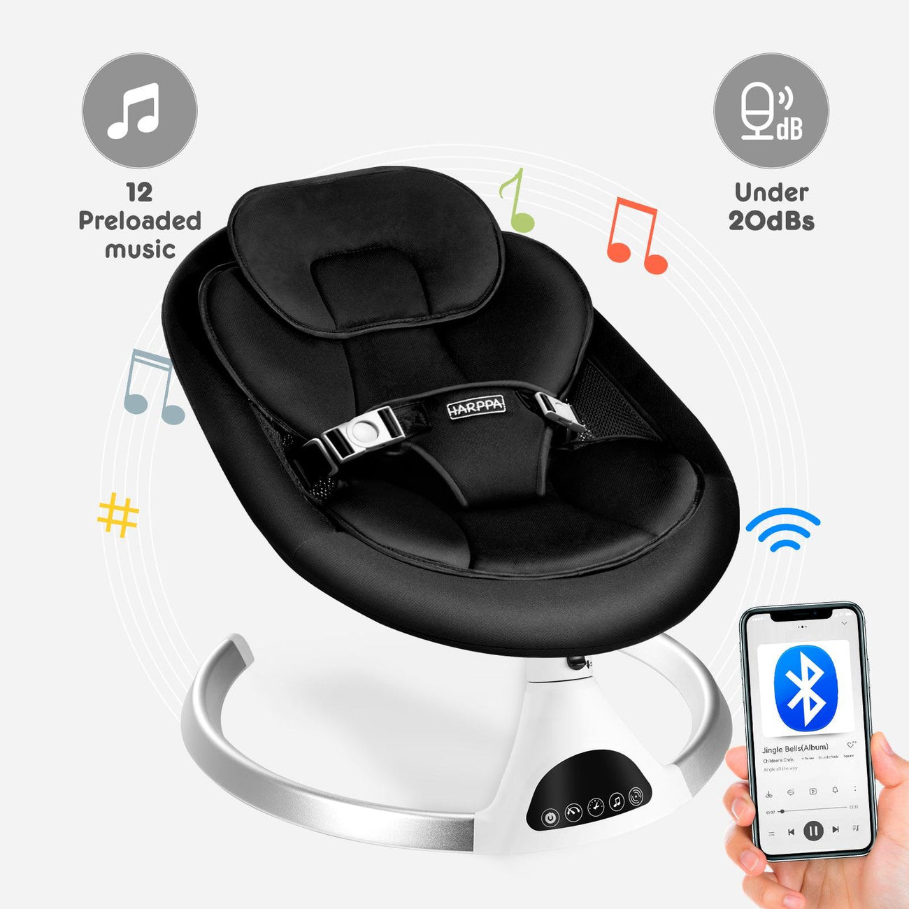 HARPPA Weddell Electric Baby Swing & Bouncer | Portable Infant Swing ...