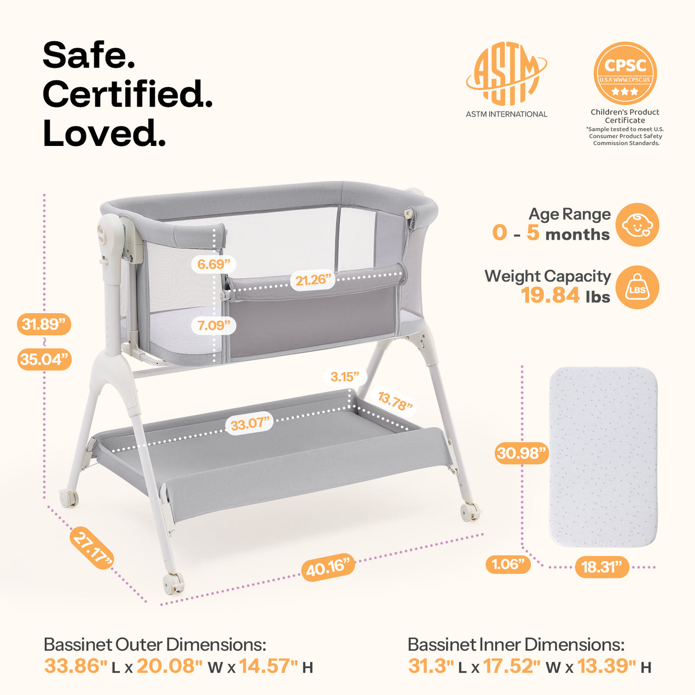 HARPPA Cuddly Sway | 3-in-1 Rocking Baby Bassinet & Bedside Sleeper ...