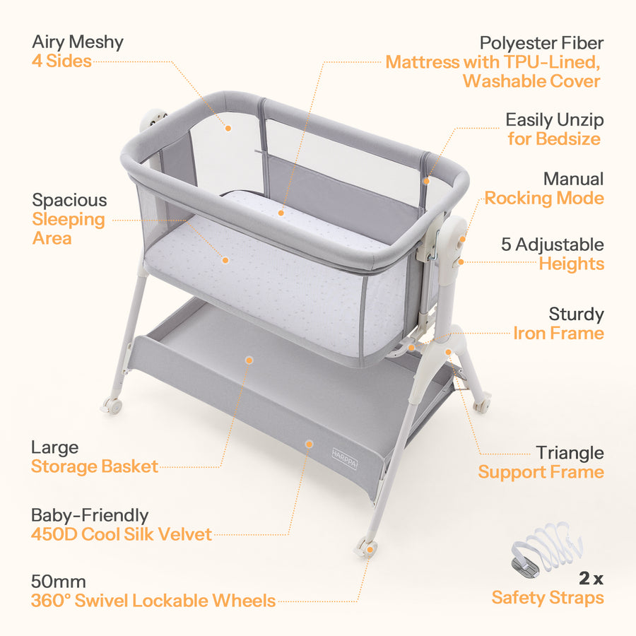 HARPPA Cuddly Sway | 3-in-1 Rocking Baby Bassinet & Bedside Sleeper ...