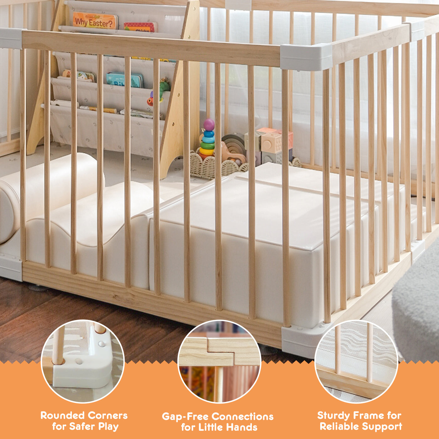 HARPPA Wooden Baby Gate Playpen | Non-Toxic Foldable DIY Adjustable ...