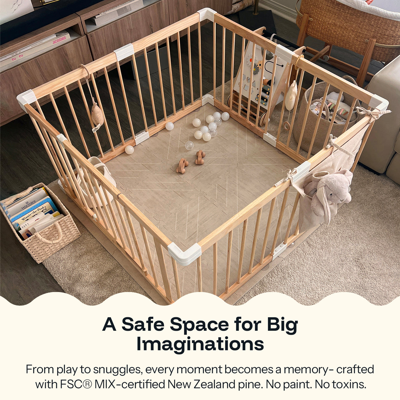 HARPPA Wooden Baby Gate Playpen | Non-Toxic Foldable DIY Adjustable ...