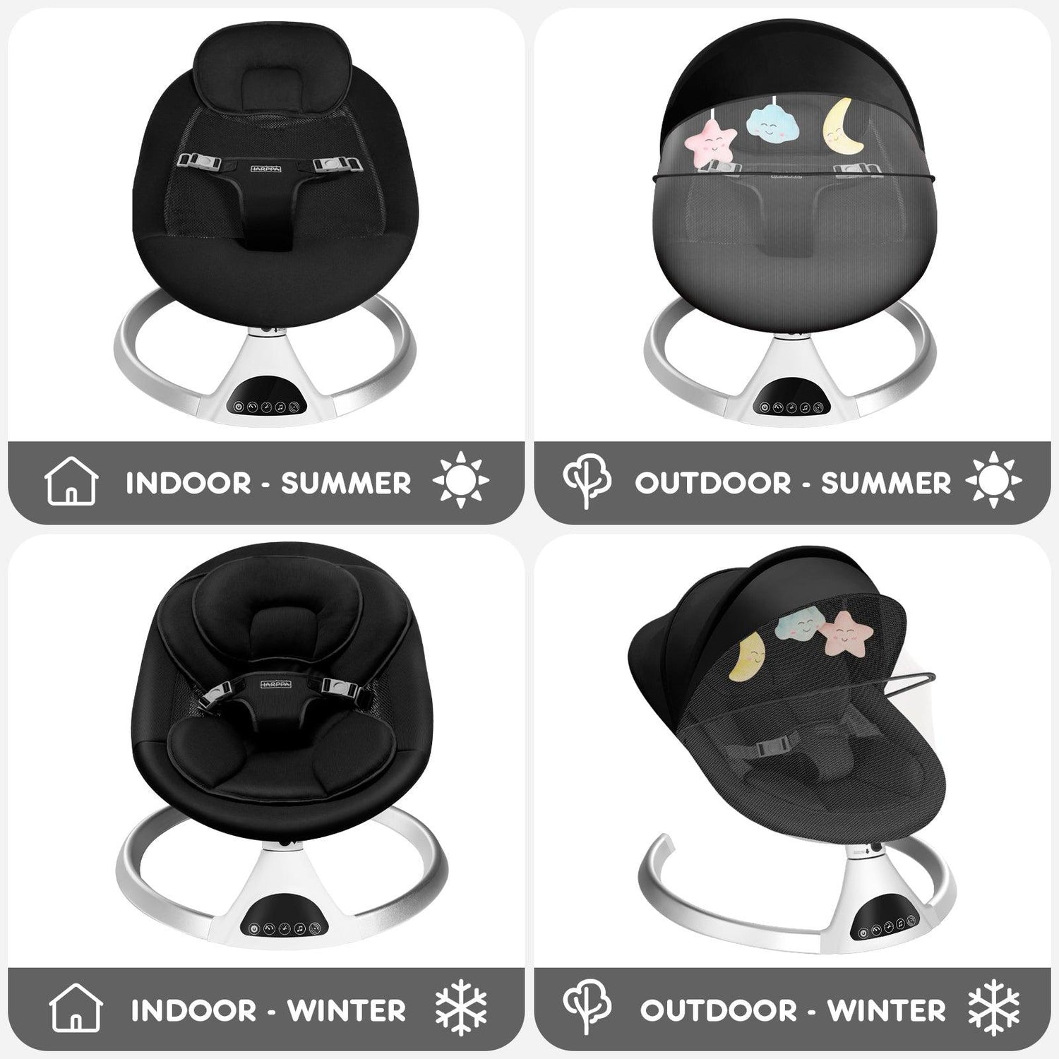 HARPPA Weddell Electric Baby Swing & Bouncer | Portable Infant Swing ...