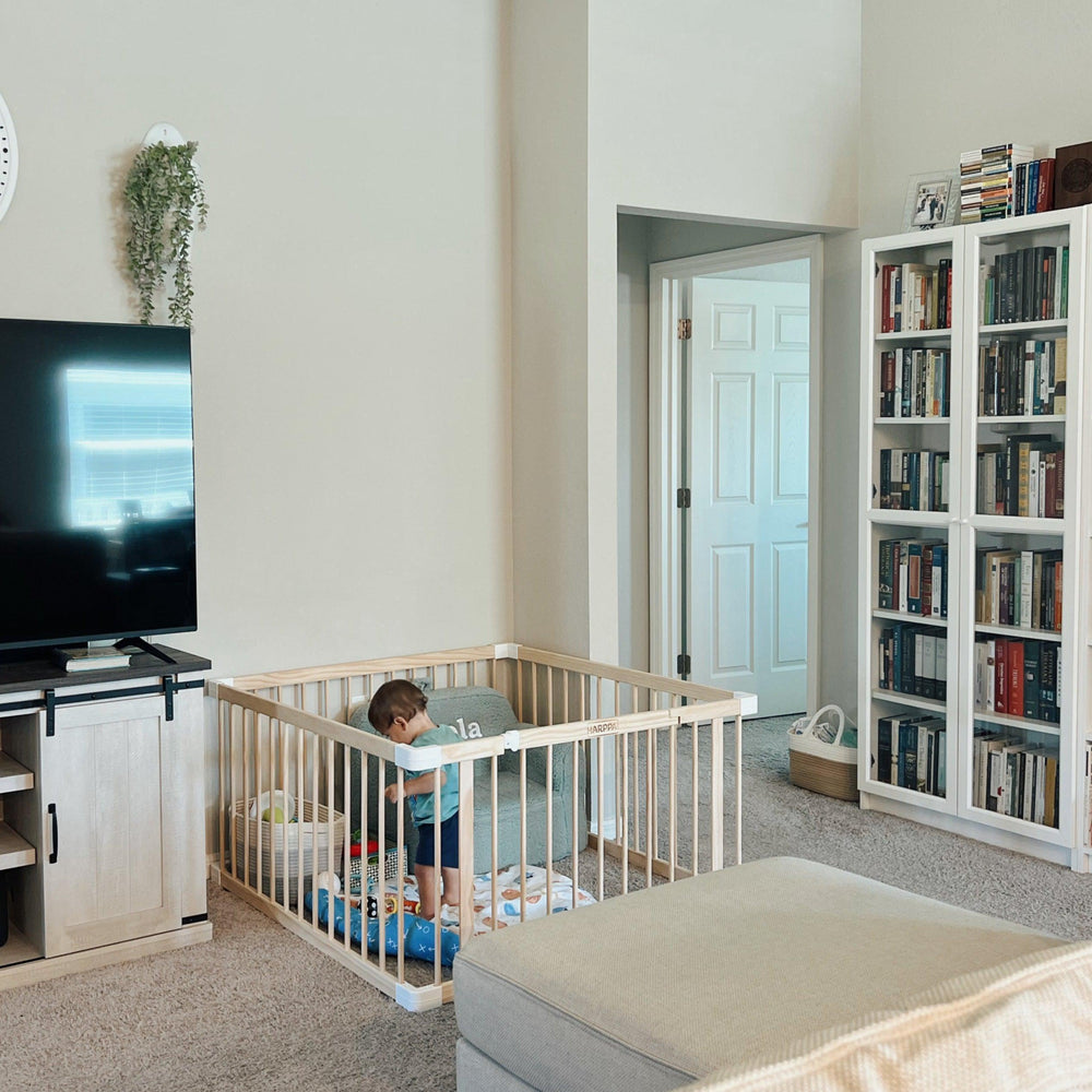 HARPPA Wooden Baby Gate Playpen | Non-Toxic Foldable DIY Adjustable ...