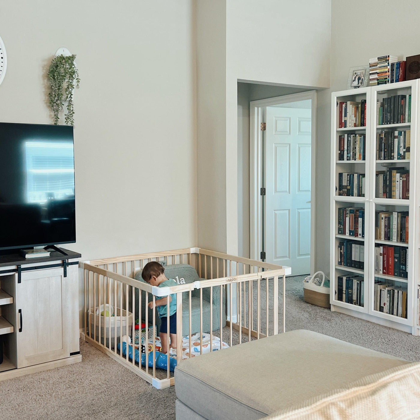 HARPPA Baby Gate Playpen, DIY Foldable Wooden Play Gate, Non-Toxic ...