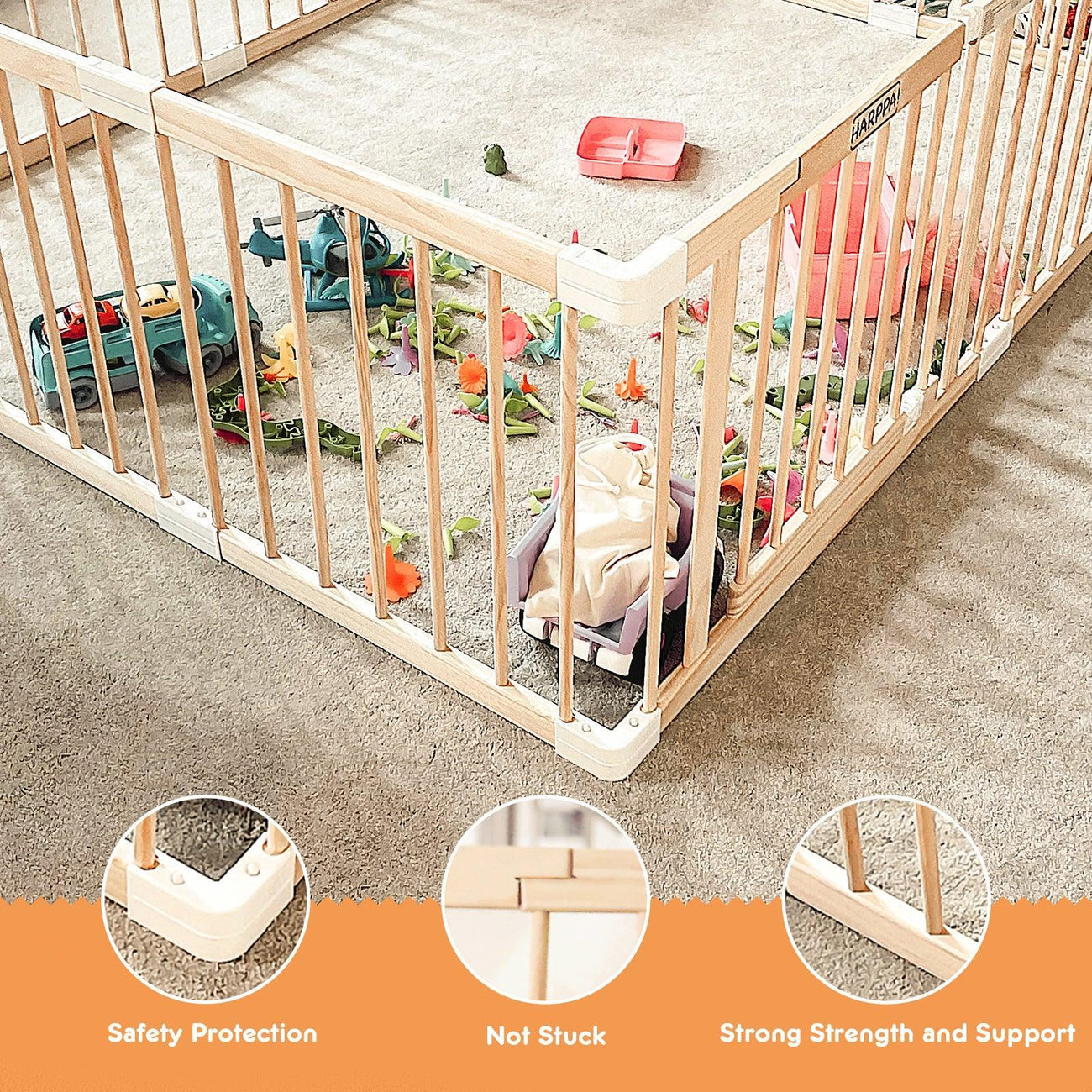 HARPPA Baby Gate Playpen, DIY Foldable Wooden Play Gate, Non-Toxic ...