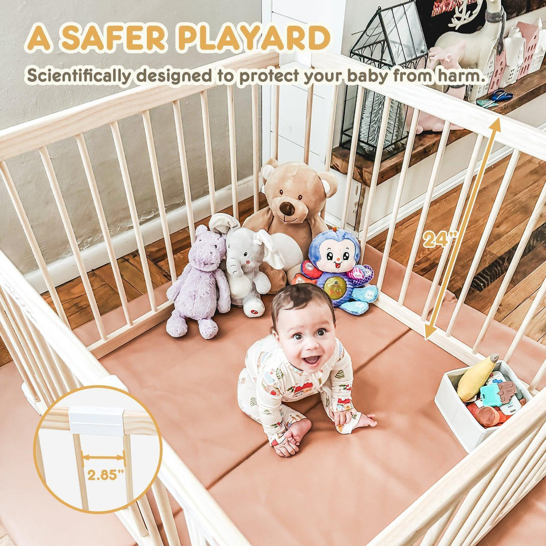 HARPPA Baby Gate Playpen, DIY Foldable Wooden Play Gate, Non-Toxic ...